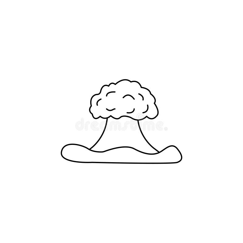 Nuclear Explosion Outline, Line. Vector Isolated Icon of Nuclear ...