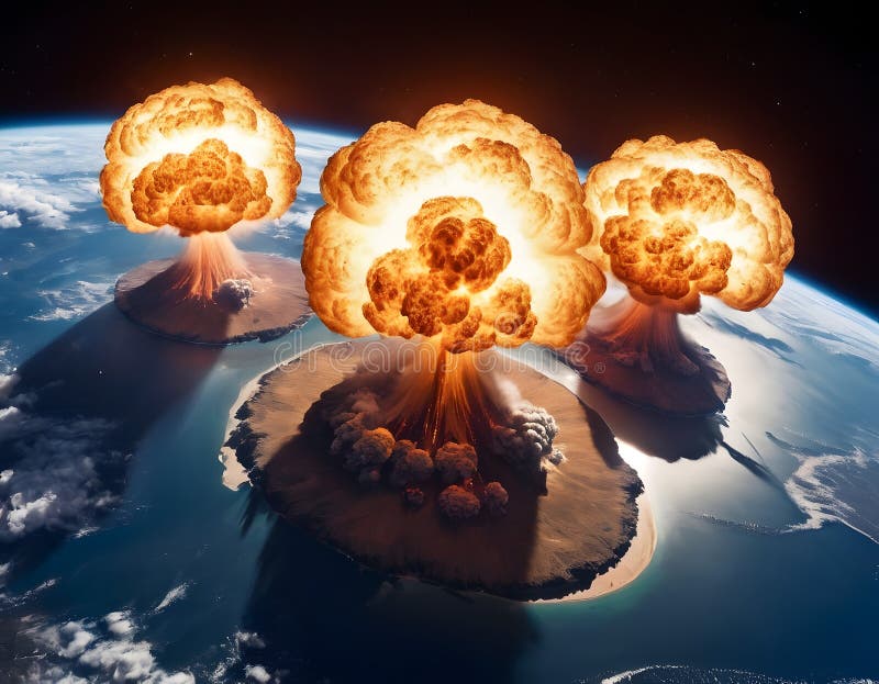 Nuclear Explosion on the Planet. View from Space. Generative AI. Stock ...