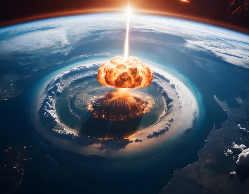 Nuclear Explosion on the Planet. View from Space. Generative AI. Stock ...