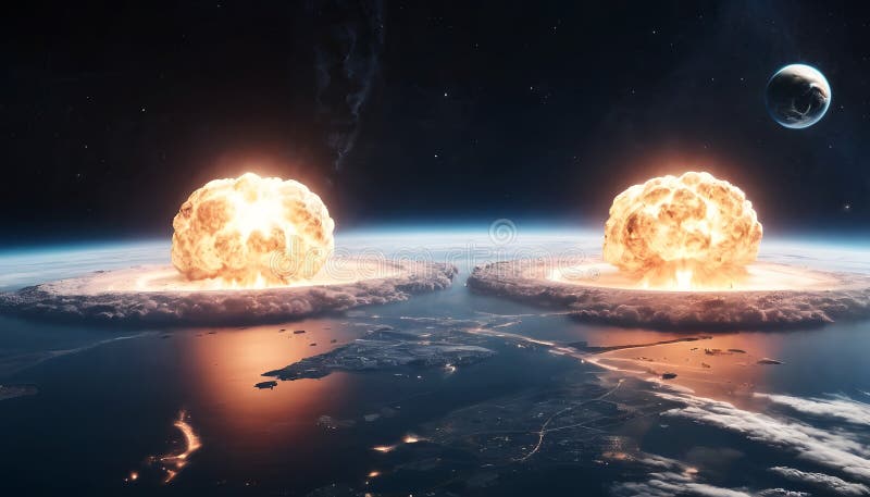 Nuclear Explosion on the Planet. View from Space. Generative AI. Stock ...