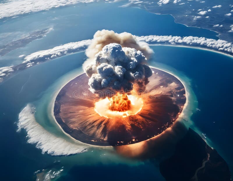 Nuclear Explosion on the Planet. View from Space. Generative AI. Stock ...