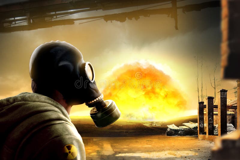 Nuclear Explosion And The Young Man Stock Image - Image of ...