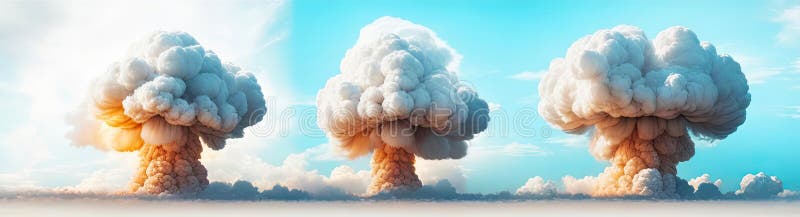 Nuclear Explosion in the Precincts of the Desert White Background ...