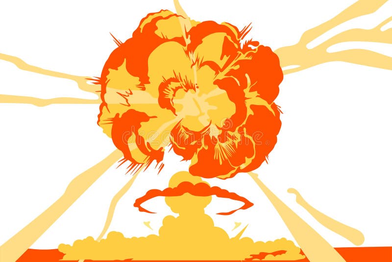 Nuclear Explosion with Red and Yellow Mushroom Cloud Vector ...