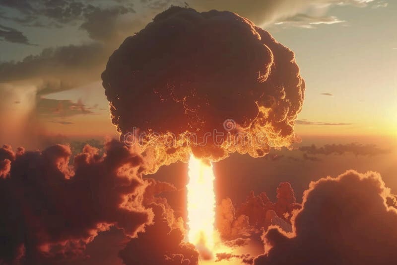 A Nuclear Explosion is Seen in the Sky, with a Bright Flash of Light ...