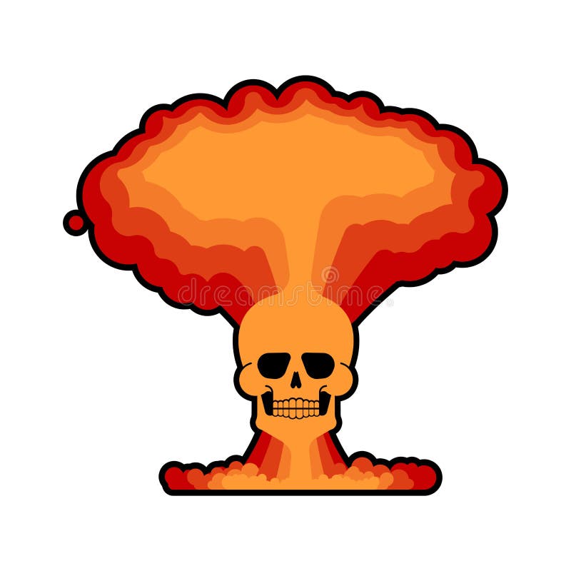 Nuclear Explosion Skull Isolated. Atomic Mushroom from Nuclear Bomb ...
