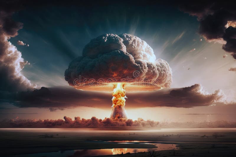 Nuclear Explosion in the Sky. Generative AI Stock Illustration ...