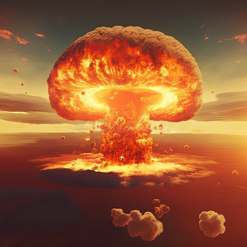 Nuclear Explosion by Drone View Stock Illustration - Illustration of ...