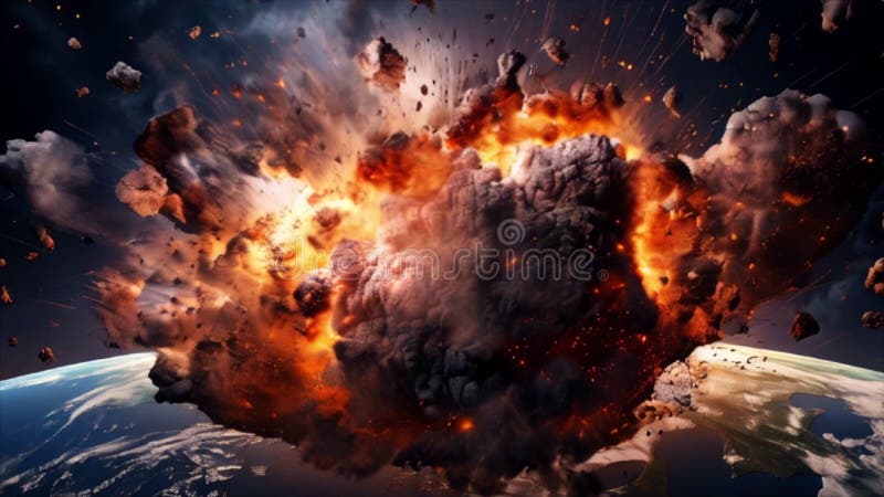 Nuclear Explosion on the Surface of Planet Earth, View from Space ...