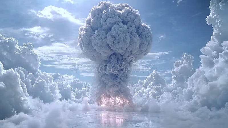 Nuclear Explosion Surrounded by Clouds at an Unspecified Coastal ...