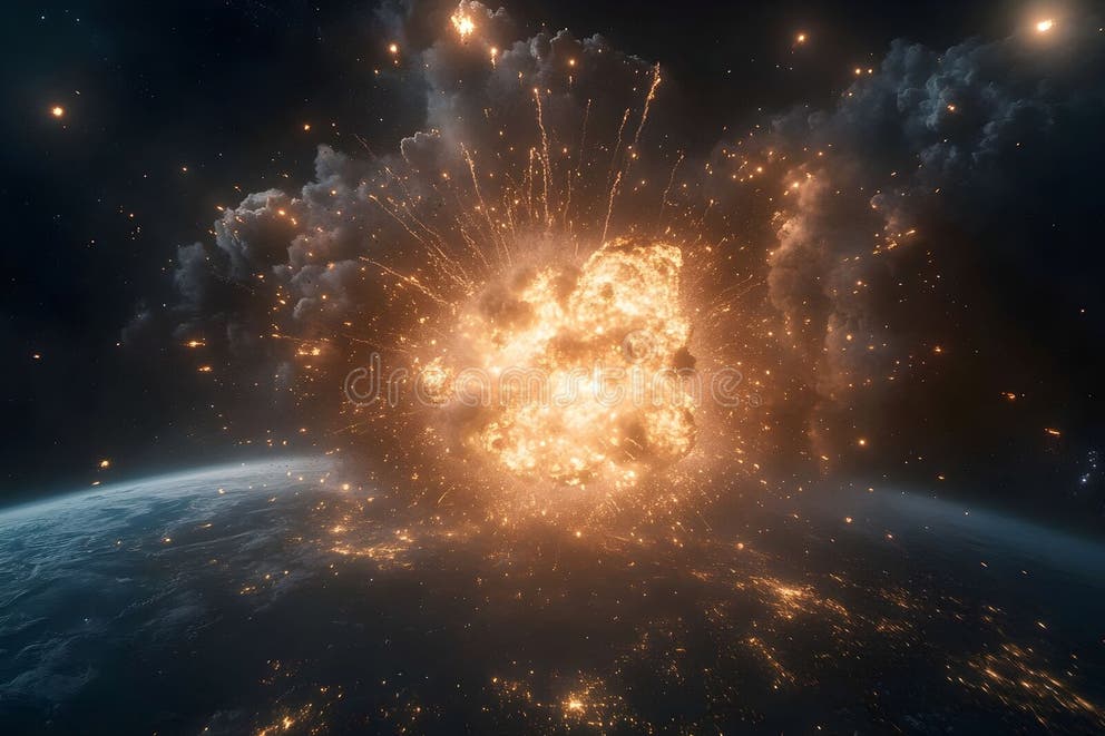 Nuclear Explosion Viewed from Satellite Perspective Over Earth Stock Photo - Image of radiation ...