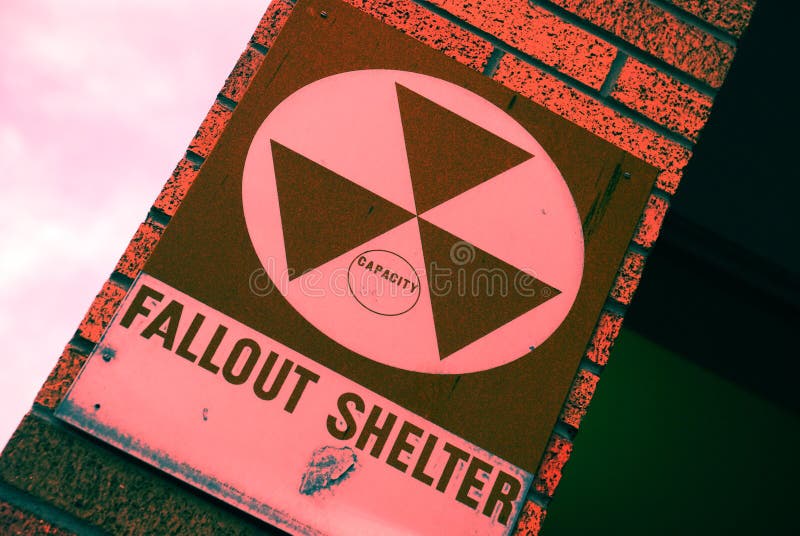 Nuclear Fallout Shelter Sign Isolated On White Stock Image - Image of ...