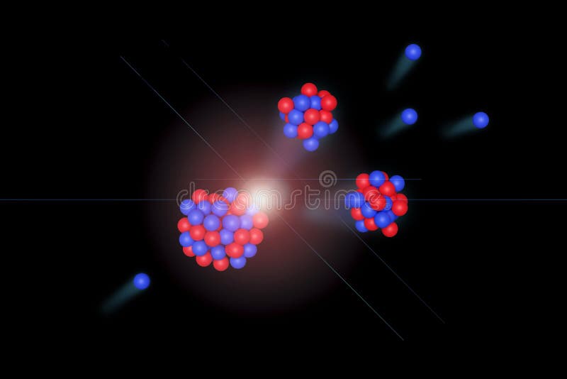 Nuclear Fission. Neutron Hitting an Atomic Nucleus, Causing it To ...