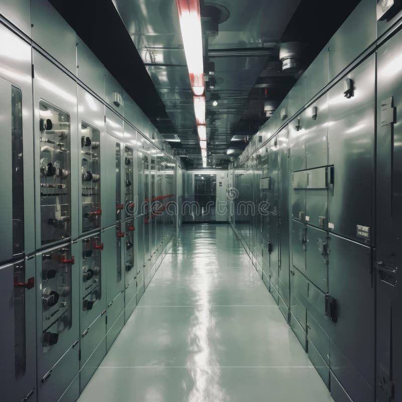 Nuclear Fuel Storage Room stock illustration. Illustration of blue ...