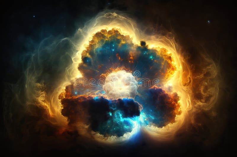 Nuclear Fusion of Cosmic Clouds of Gas and Dust, Generative AI. Stock ...