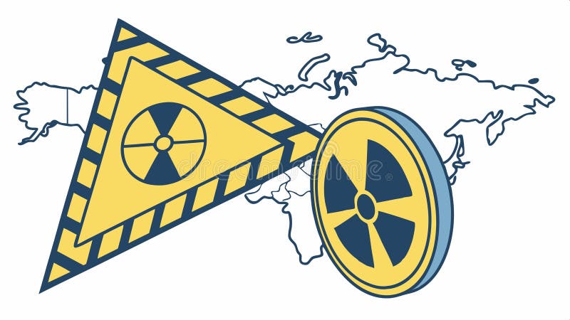 Nuclear Hazard Symbol on World Map, Global Risk Warning Vector Design ...