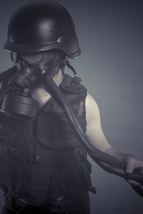 Radiation, Nuclear Disaster, Man with Gas Mask, Protection Stock Image ...