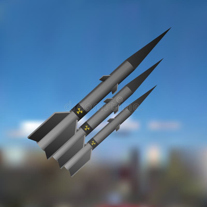 A Nuclear Missile Flies in the Sky. Stock Vector - Illustration of ...