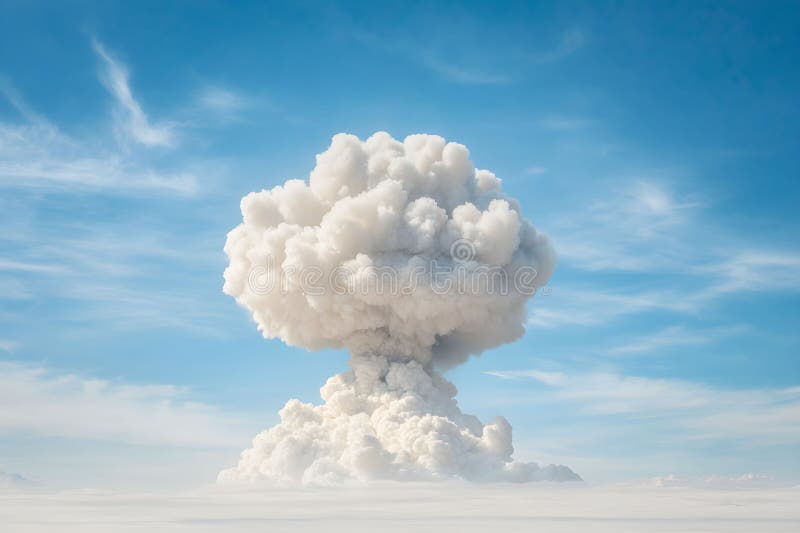 Mushroom Cloud Rising from a Nuclear Explosion Against a Clear Blue Sky ...