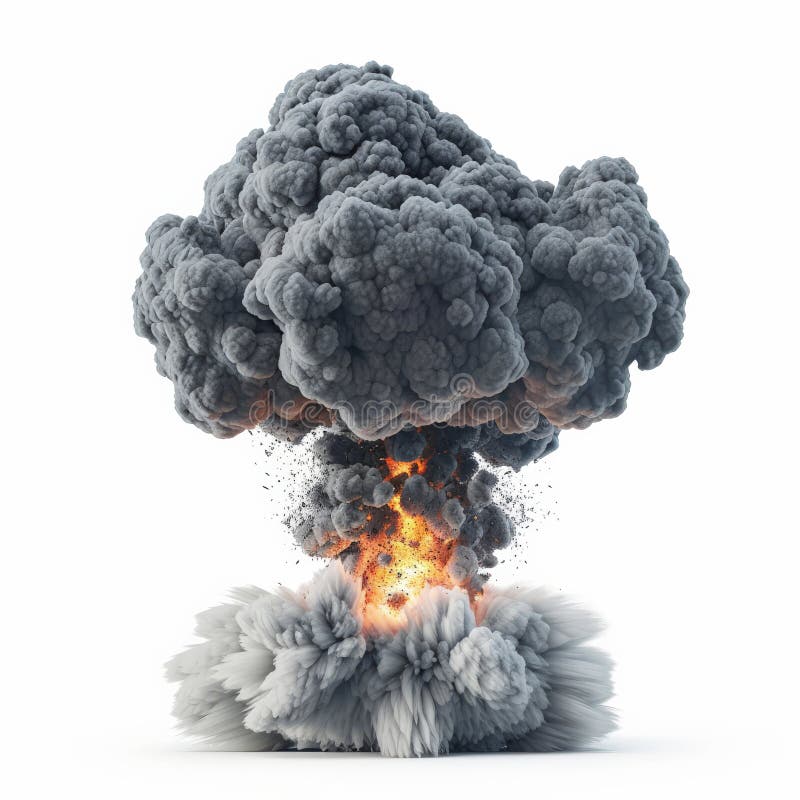 A Nuclear Mushroom Cloud Forming with a Bright Flash of Light at the ...