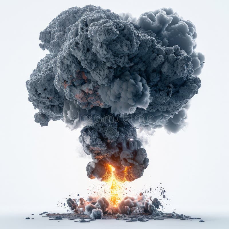 A Nuclear Mushroom Cloud Forming with a Bright Flash of Light at the ...