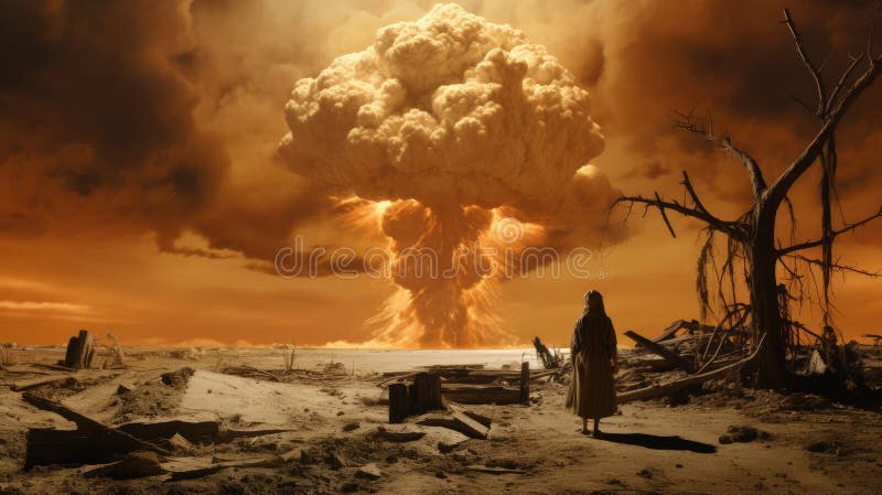Nuclear Mushroom and Humans Stock Image - Image of atom, catastrophe ...