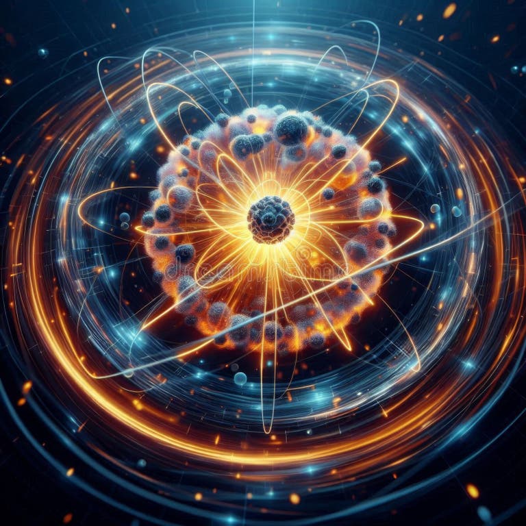 Nuclear Physics Science Concept, CG Model of Nucleus Atom Explosion ...