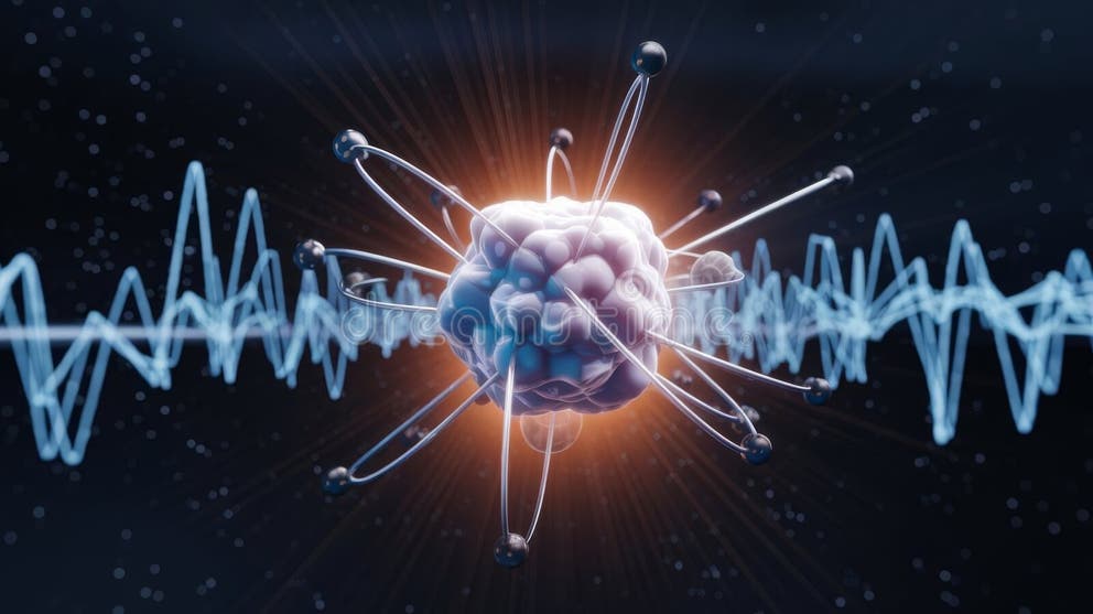 Nuclear Physics Science Concept, CG Model of Nucleus Atom Explosion ...