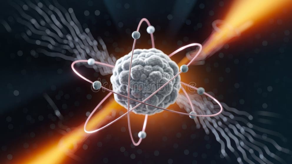 Nuclear Physics Science Concept, CG Model of Nucleus Atom Explosion ...