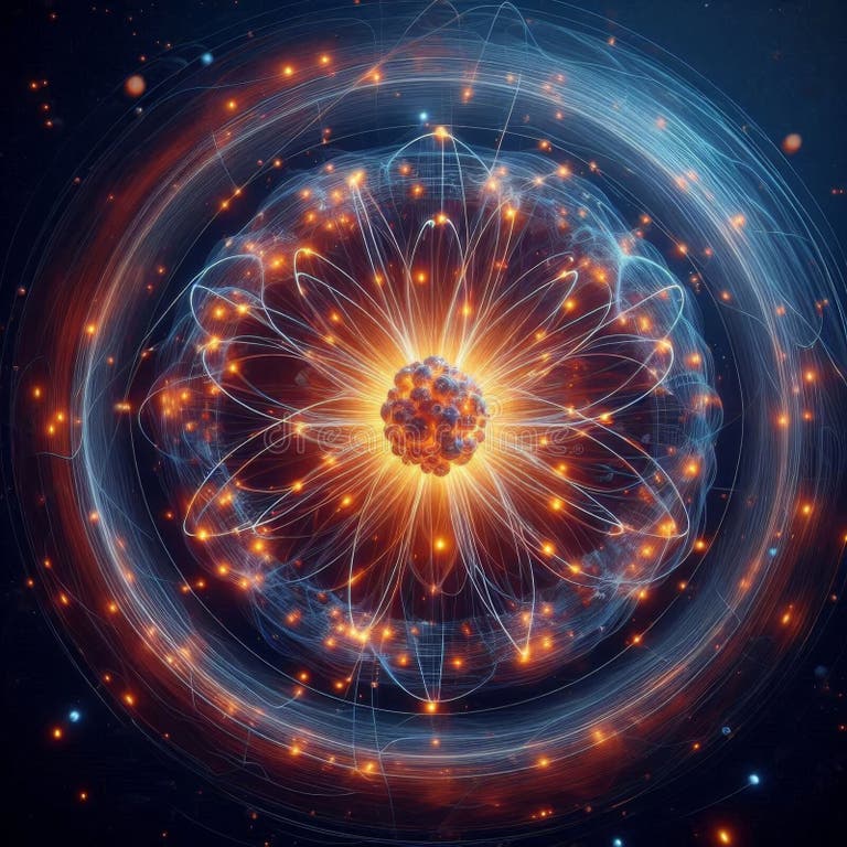 Nuclear Physics Science Concept, CG Model of Nucleus Atom Explosion ...