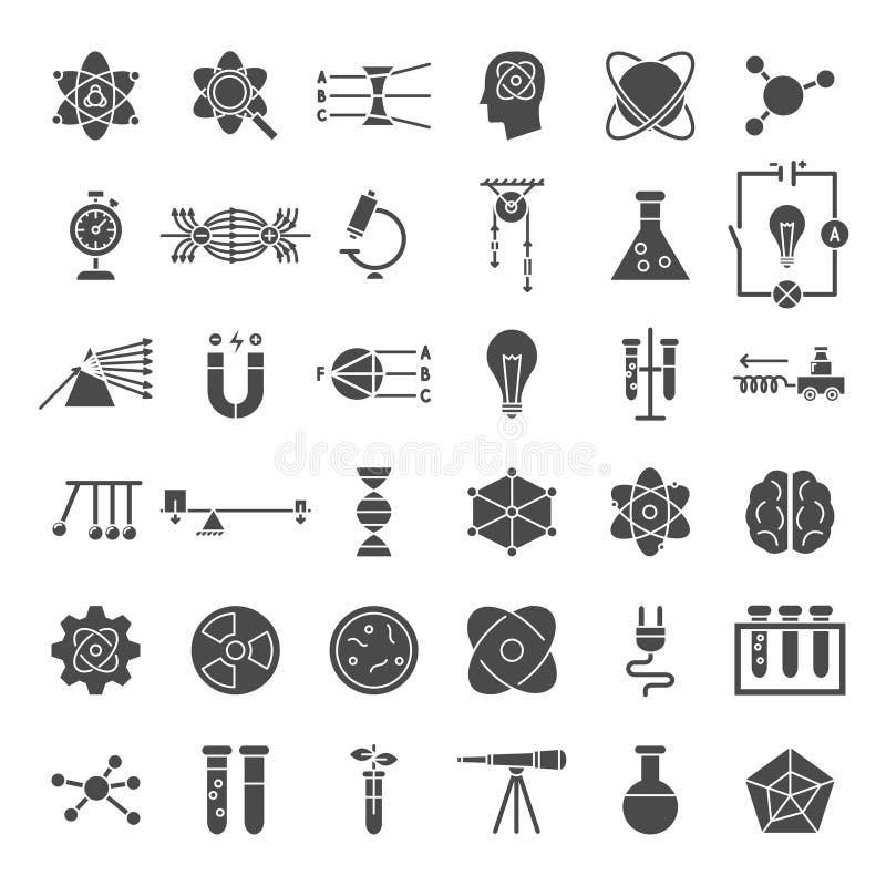 Nuclear Physics Solid Web Icons Stock Illustration - Illustration of school, mechanics: 374816960