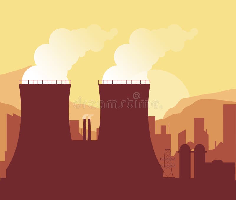 Nuclear Plant in Colorful Design, Vector Illustration Stock Vector ...