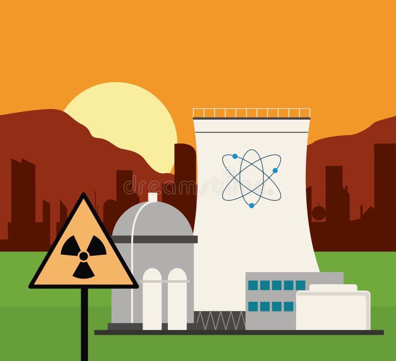 Nuclear Plant in Colorful Design, Vector Illustration Stock Vector ...