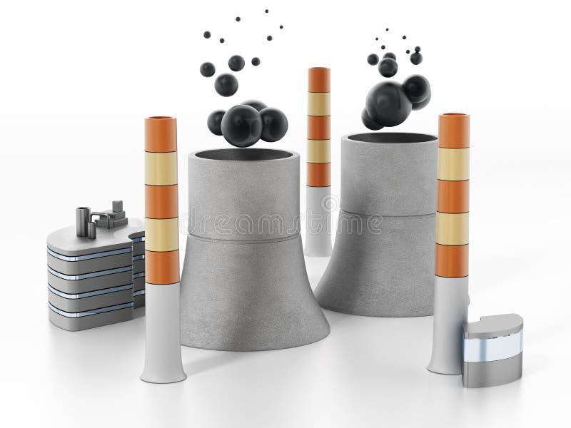 Nuclear Plant Isolated on White Background. 3D Illustration Stock ...