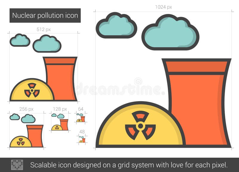 Nuclear Pollution Line Icon. Stock Vector - Illustration of environment ...