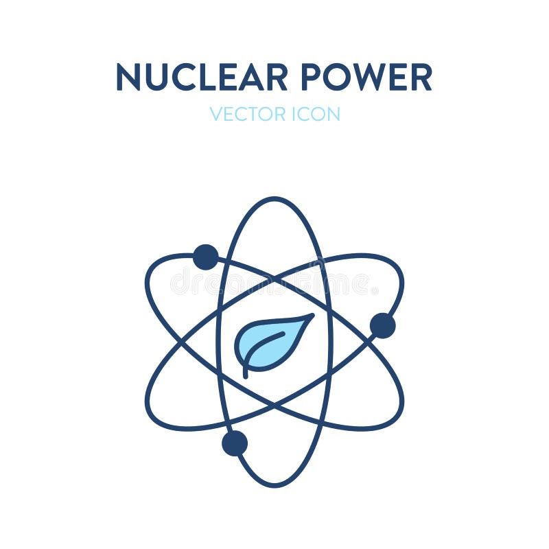 Nuclear Power Icon. Vector Illustration of Atomic Nucleus with a Leaf ...