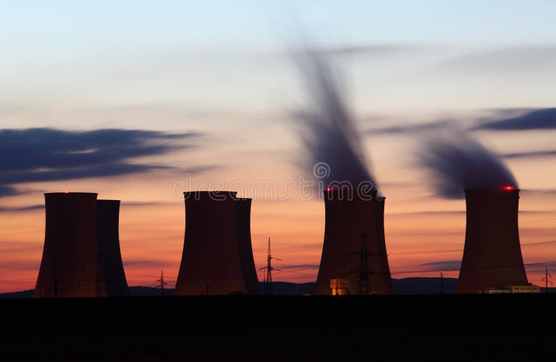 Nuclear Power Plant with an Intense Red Sky Stock Photo - Image of ...