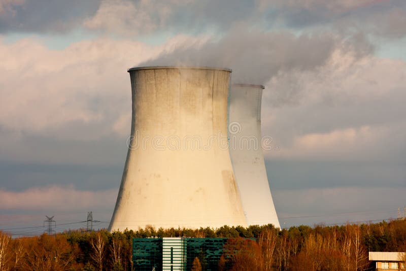 Nuclear Power Plant at Night Stock Photo - Image of dawn, construction ...