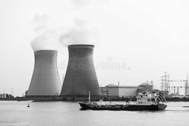 Nuclear Power Station and Ship Stock Photo - Image of reactor, smoke ...