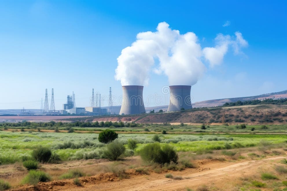 Nuclear Power Plant with Dust Landscape. Generative AI Stock ...