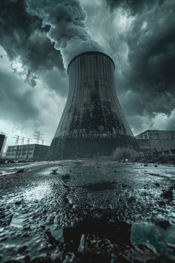 A Nuclear Power Plant Emitting Smoke into the Air Stock Image - Image ...