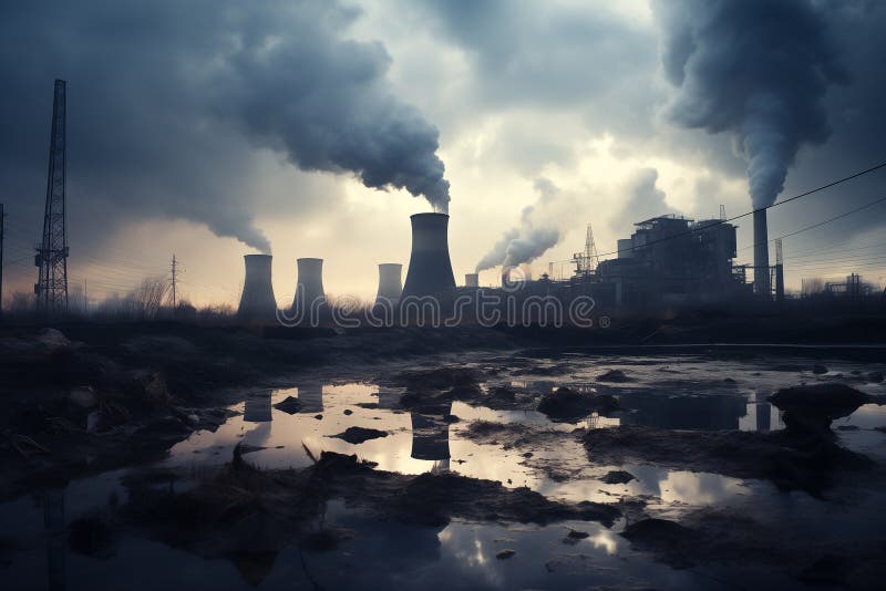 Nuclear Power Plant. Environmental Disaster Stock Illustration ...