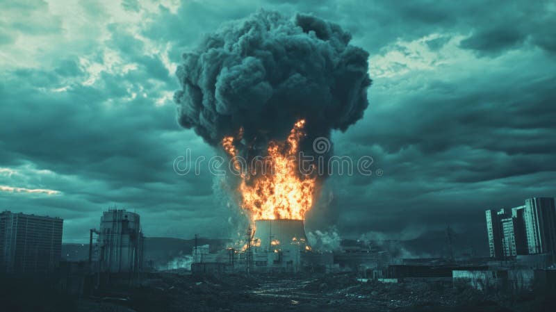Nuclear Power Plant Explosion Unleashes Fire and Smoke Under Dark Sky ...