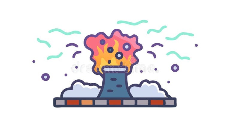 Nuclear Power Plant with Explosive Reaction, Vector Design Generative ...