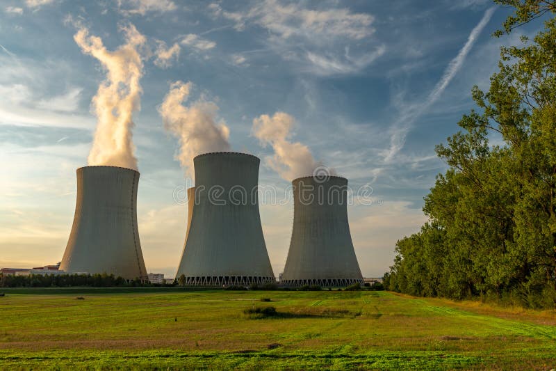 Nuclear Power Plant with Flowers in Evening in Temelin CZ 07 26 2024 ...