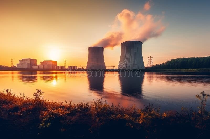 Nuclear Power Plant. Generate Ai Stock Illustration - Illustration of ...