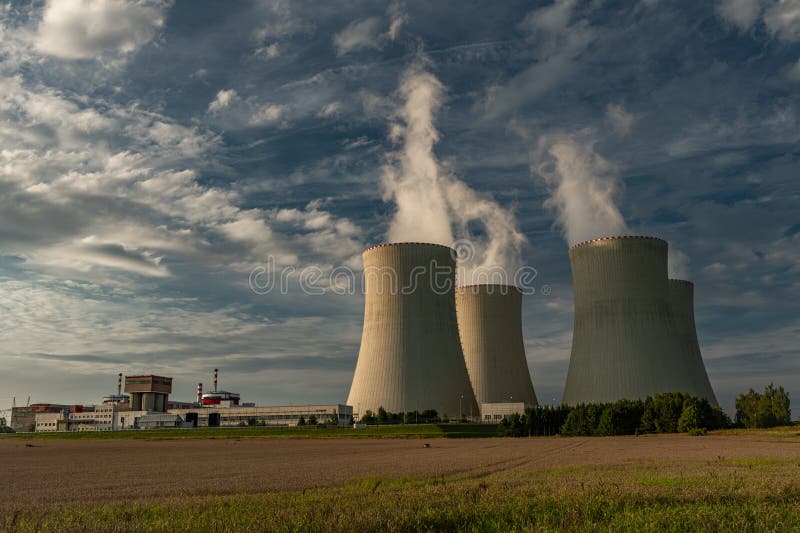 Nuclear Power Plant with Grain Fields in Evening in Temelin CZ 07 26 ...