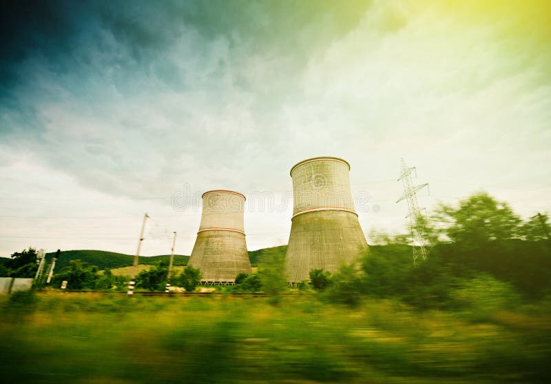 Nuclear Power Plant in Green Environment Stock Photo - Image of rolling ...