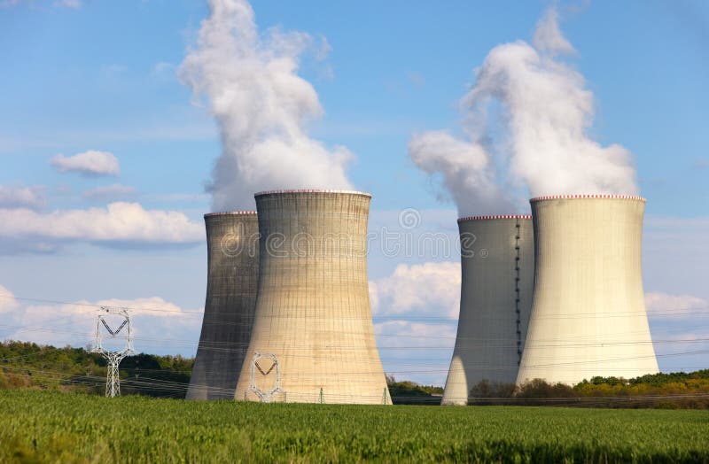 Nuclear Power Plant with Green Field Stock Photo - Image of landscape ...