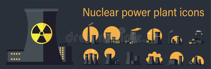 Nuclear Power Plant Icons a Creative and Engaging Vector Illustration ...